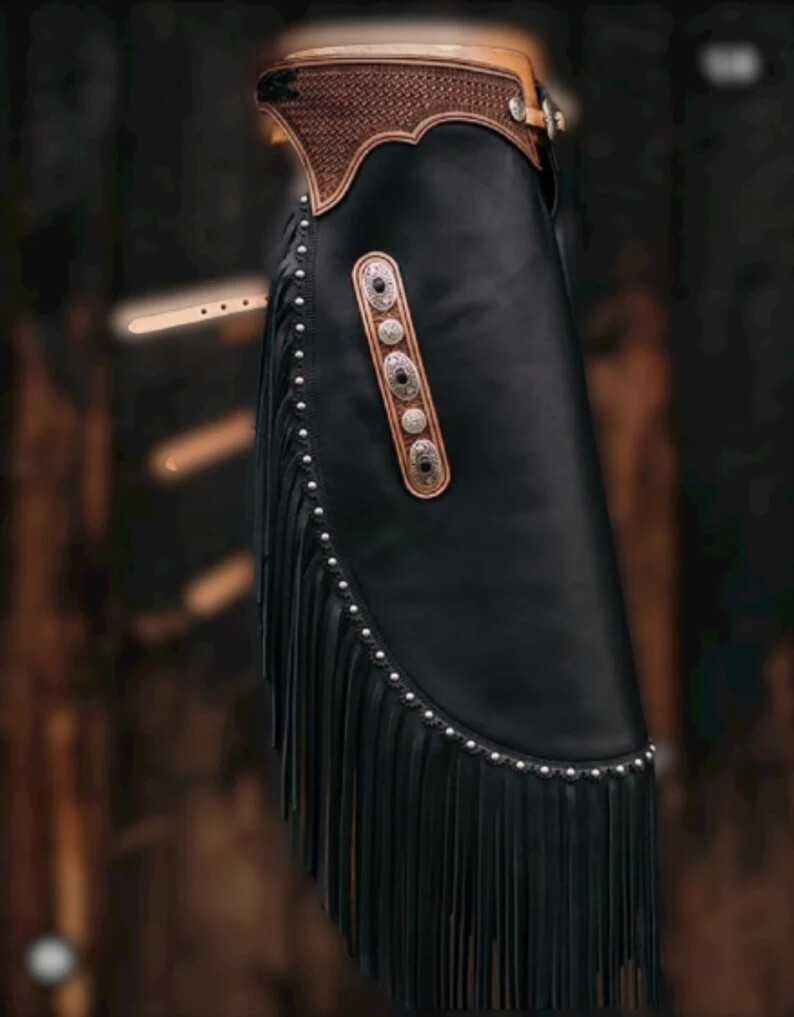 Custom Geometric Handmade Chink Western Leather Chaps, Leather Chinks ...