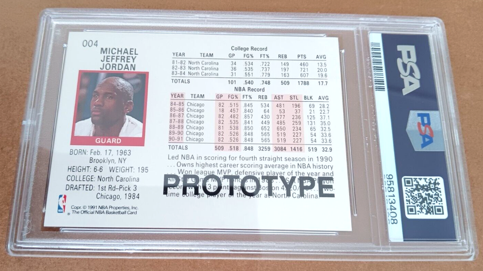 1991 NBA Hoops Prototypes 00 #004 Michael Jordan Chicago Bulls HOF PSA ...