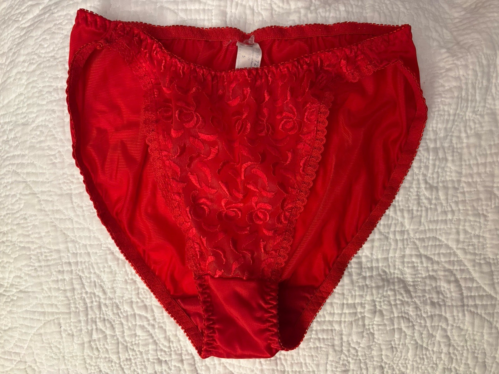 Vintage Red 90's Second Skin SATIN PANTY Bikini Sz 5 … - Gem