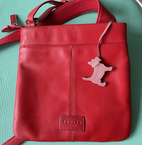 Radley Soft Red Leather Crossbody Shoulder Bag Excellent Condition Gift ...