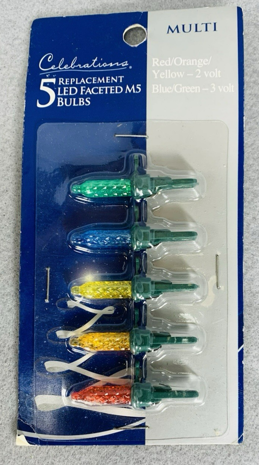 Replacement Faceted Multicolor Christmas LED Light Bulbs M5 3 Volt ...