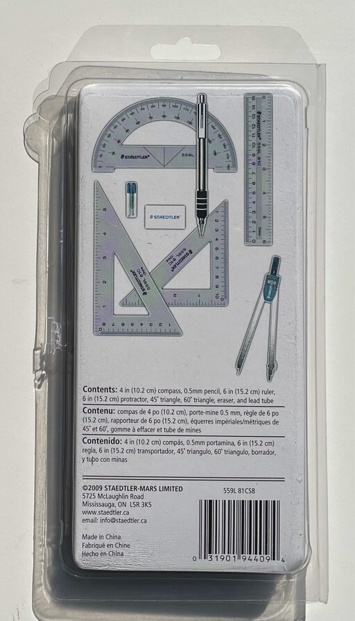 Staedtler 8-Piece Geometry Math Student School Set w/Metal Compass | eBay