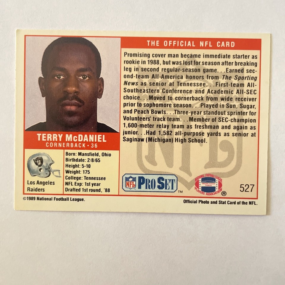1989 Pro Set #527 Terry McDaniel Prospect Oakland Raiders Vegas NFL | eBay
