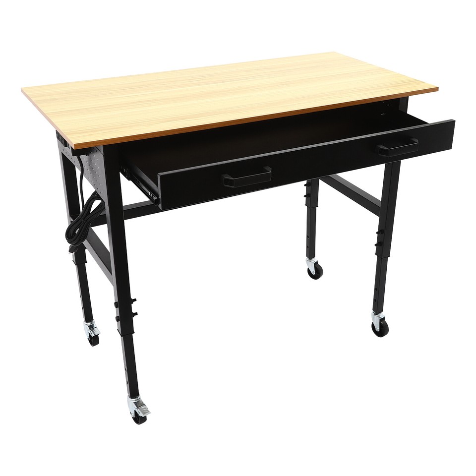 Mobile Workbench, Work Bench for Garage Office Home, Height Adjustable ...