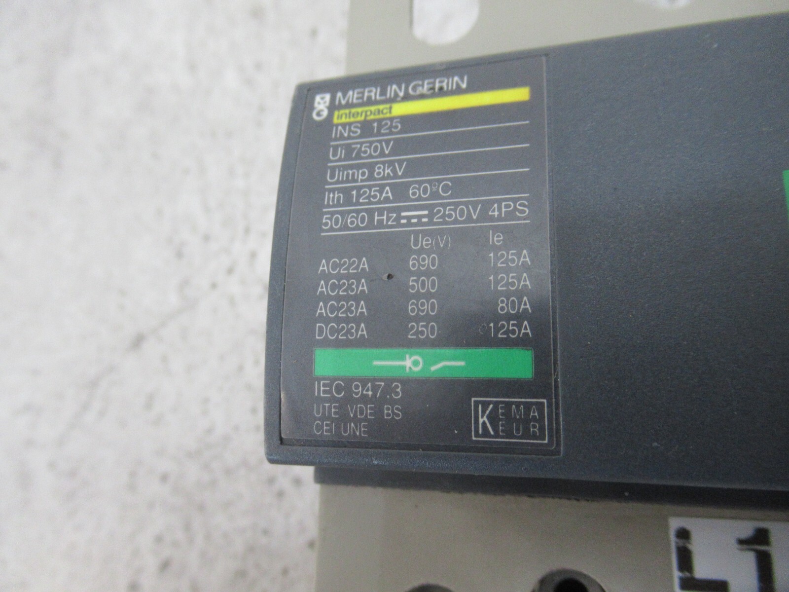 Merlin Gerin Interpact INS 125 Interrupteurs-Sectionneurs 3 Pôles 125A ...