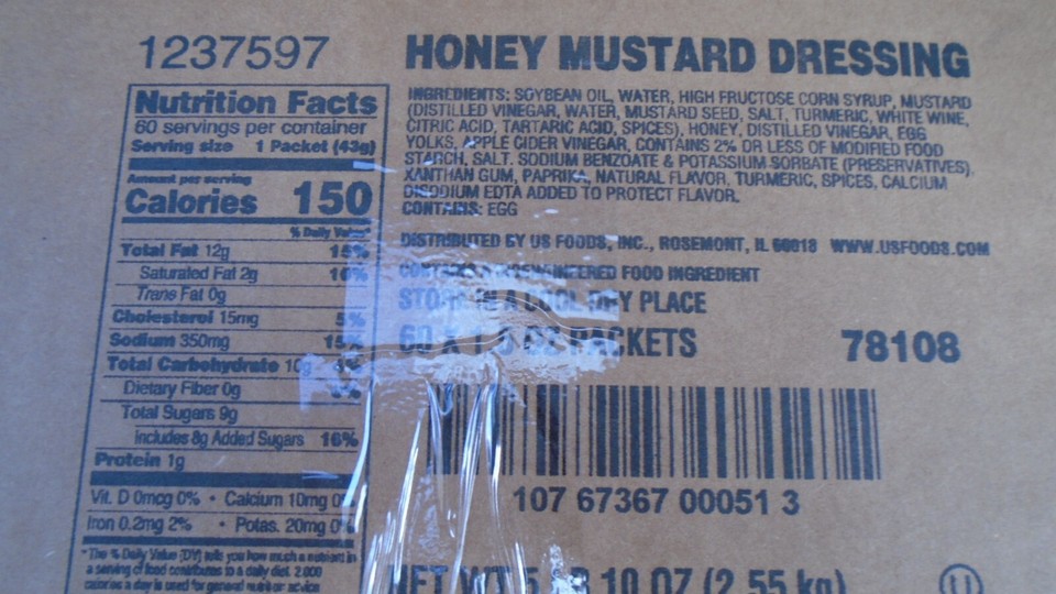60 Monarch Single Serve Pouch Honey Mustard Dressing 1.5oz packets ...