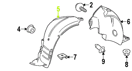 Mercedes Benz CL Class Fender Liner Splash Guard 2166902430 Front Right ...