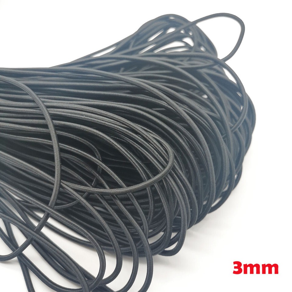 1/3/5 Meters White Black Round Elastic Cord 1mm-8mm DIY Craft Sewing ...