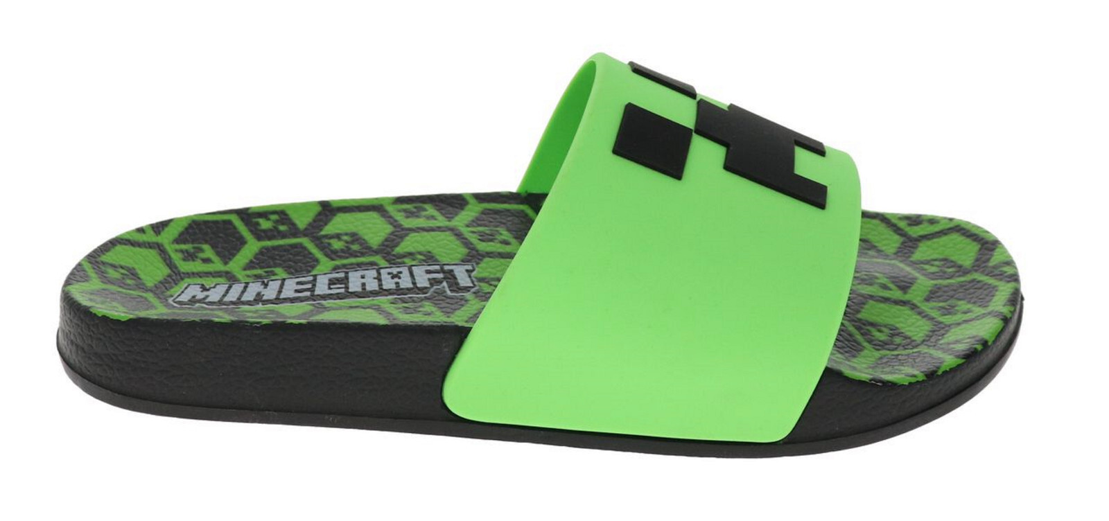 Official Minecraft Creeper Kids Youth Boys Slides Sandals Flip Flops ...