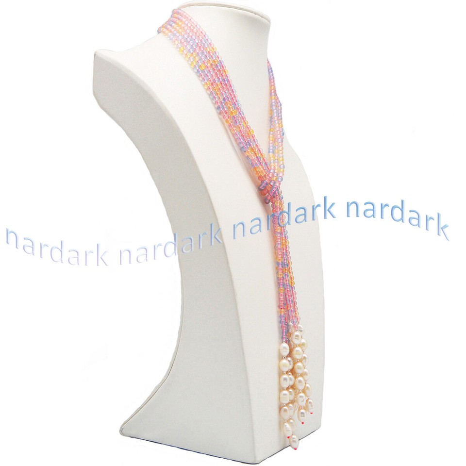 3 Strands Natural 4mm Gemstone Round Beads 7-8mm White Pearl Scarf ...