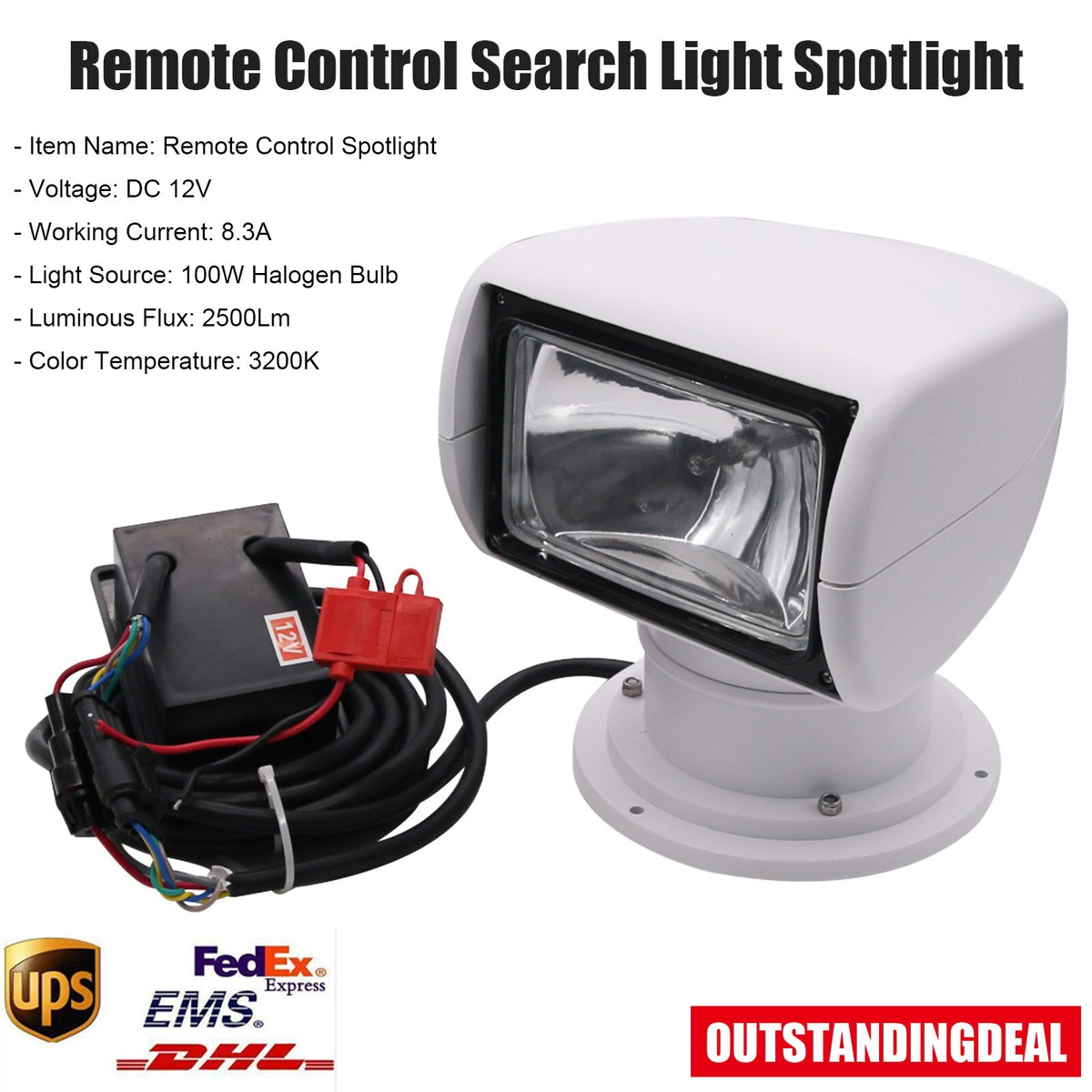 Remote Control Vehicle Spotlight YIYIBYUS Marine Spot Light Remote