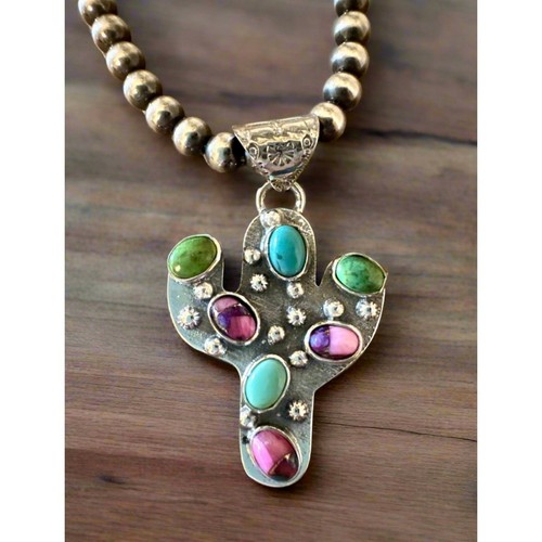 Green Blue Turquoise & Red Rose Dahlia Cactus Pendant 1.25” Long ...