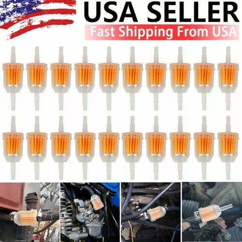 20 Pcs Motor Inline Gas Oil Fuel Filter Small Engine Fit For 1/4'' 5/16 ...