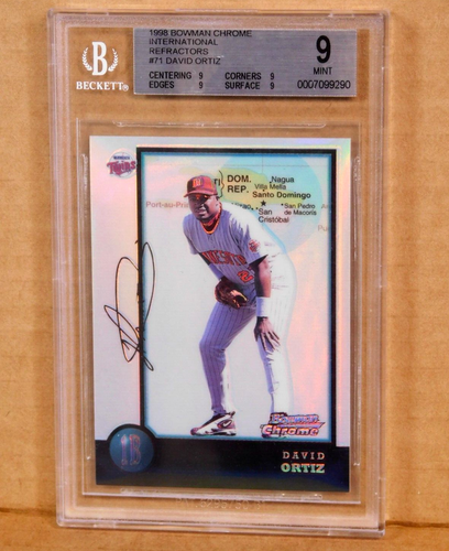 1998 BOWMAN CHROME INTERNATIONAL REFRACTOR #71 DAVID ORTIZ BGS 9 MINT ...