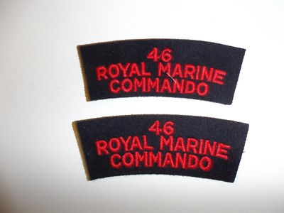 e1729 WW2 British Army 46 Royal Marine Commando shoulder tabs pair ...