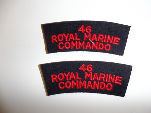 e1729 WW2 British Army 46 Royal Marine Commando shoulder tabs pair ...