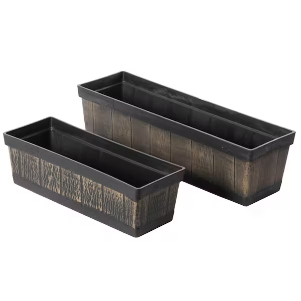 Small Brown Outdoor and Indoor Rectangle Trough Plastic Planter Box | eBay