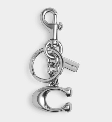 Coach Signature C Bag Charm Keychain Fob Silver 1635 Metal Clip Logo ...