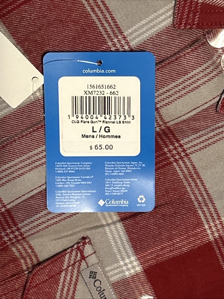 Columbia Flare Gun Alabama Crimson Tide Flannel LS Shirt Mens Size ...