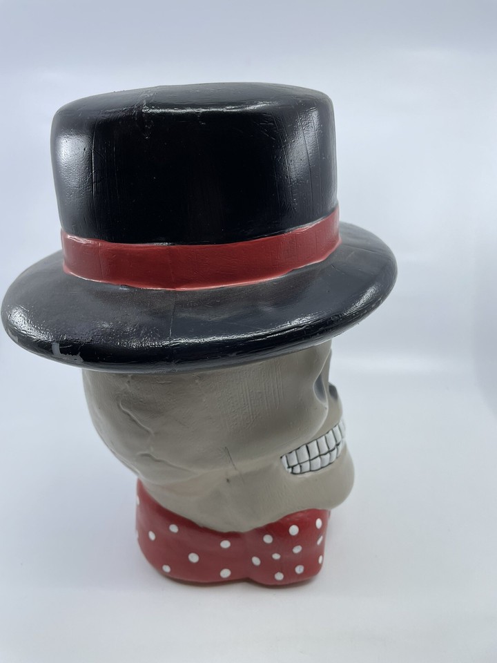 VINTAGE Halloween Decoration SKULL WITH TOP Hat ( Damaged) | eBay