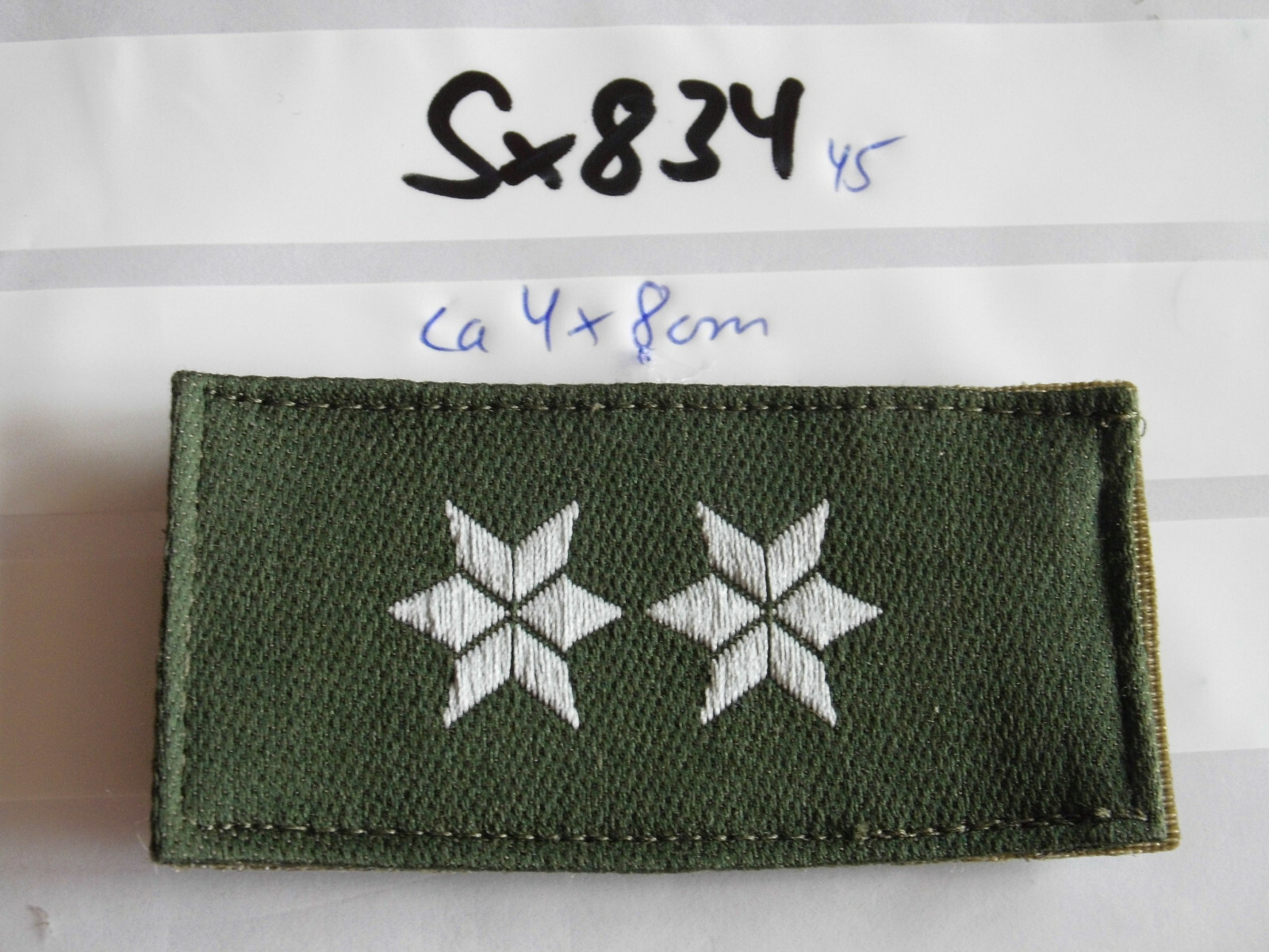 Polizei Rangabzeichen grün mit 2 Sterne weiß ca 4x8cm auf Klett 1 Stück ...