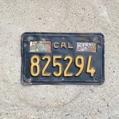 1963 California Motorcycle License Plate 825294 YOM DMV Clear Harley ...