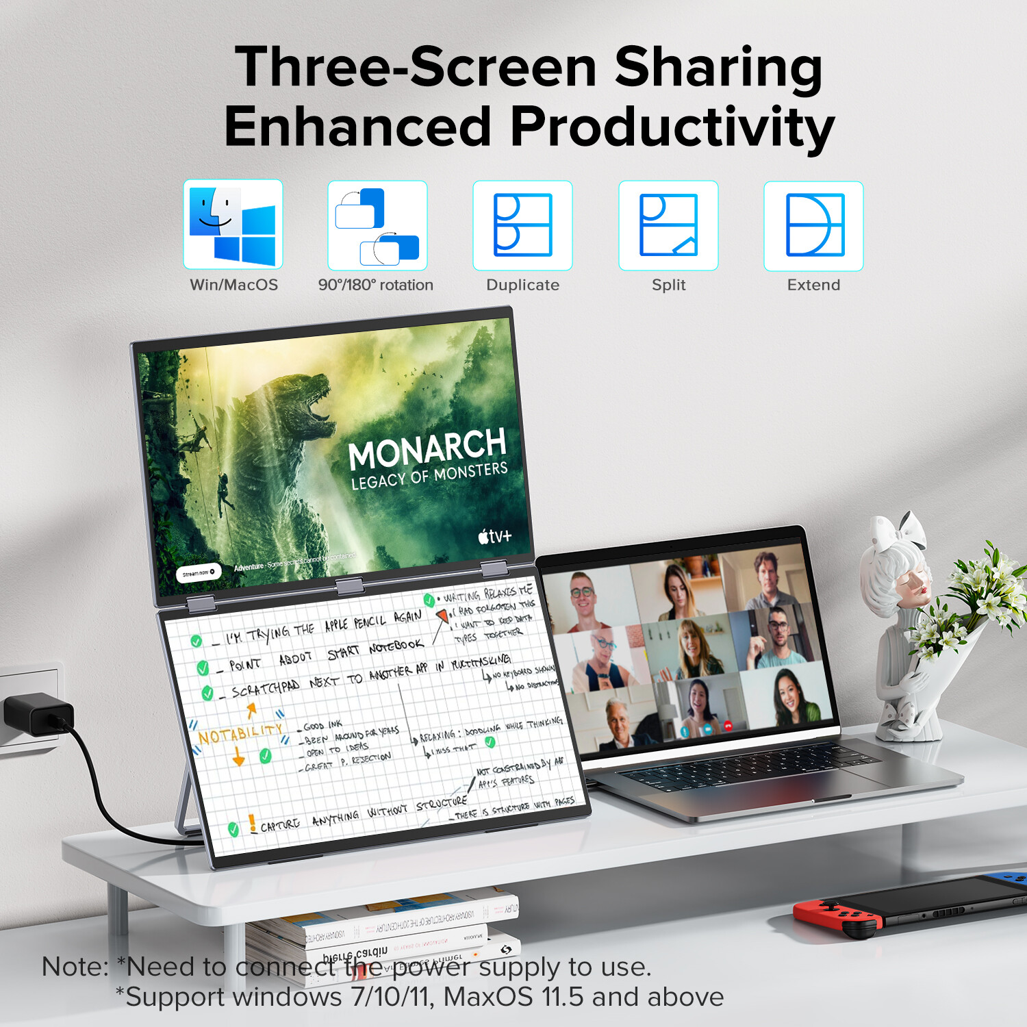 UPERFECT Delta 18.5" Portable Monitor Extender Dual Screen 1080P For ...