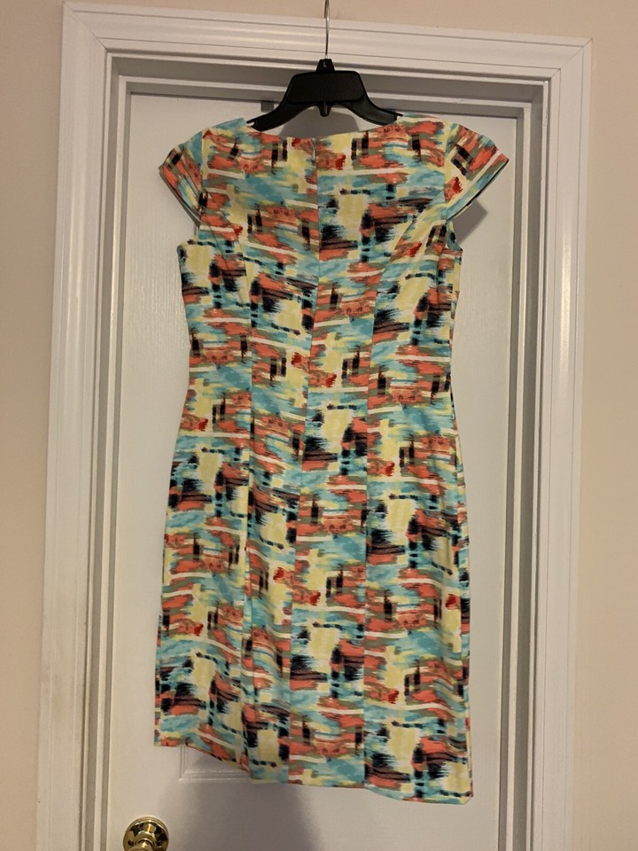 Womens AGB size 6 Dress Polyester Blend Multi Color Green Orange Yellow ...