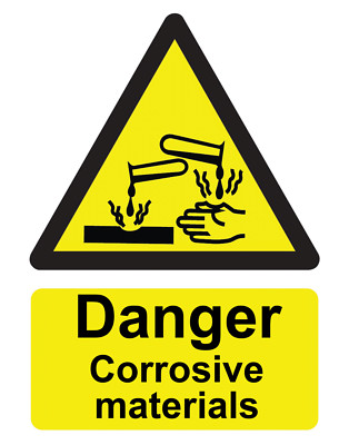 Sign Sticker Notice Decal Warning Danger Corrosive Materials Yellow ...