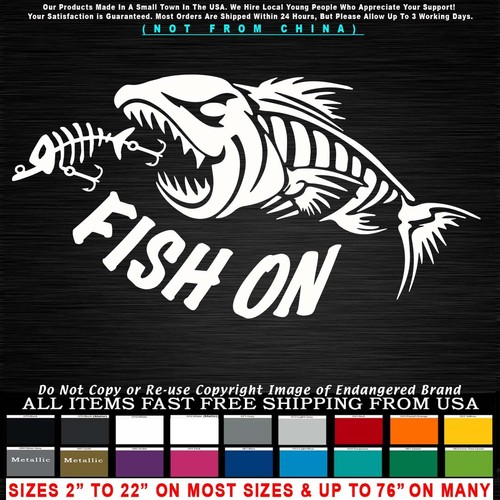 Fishing Bone Fish On Look Left skeleton reaper angry fish Sticker Decal ...