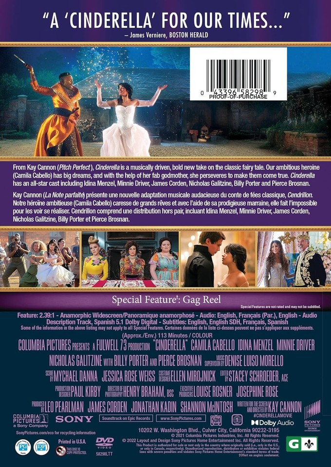 Cinderella (Bilingual) (DVD) Camila Cabello Idina Menzel Minnie Driver ...