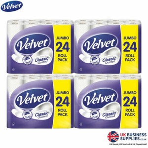 Velvet Classic Quilted 3 Ply Soft & Strong Toilet Rolls Jumbo Bulk 24 ...
