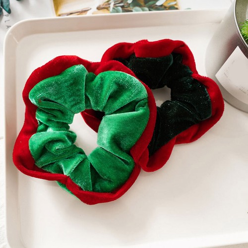 CHRISTMAS SCRUNCHIE Ladies Girls Hair Bobble Elastic Soft Red Velvet ...