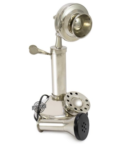 Vintage Telephone Candlestick Phone Silver Rotary Home Decor Gift Old ...