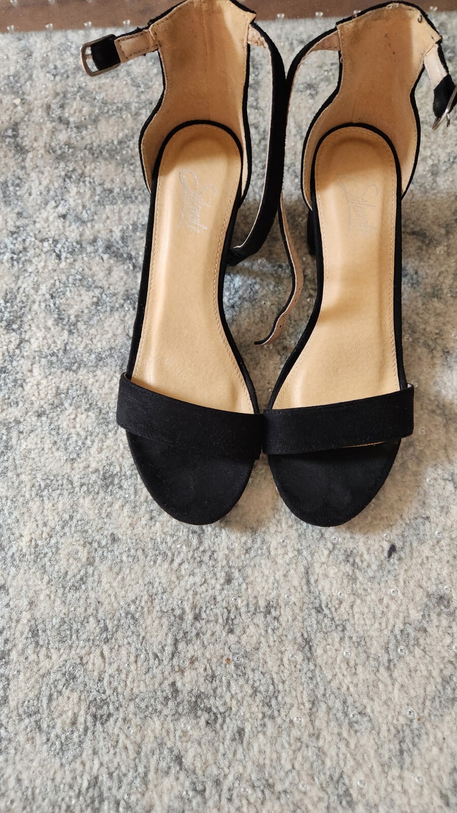 Solemate Black Suede Mid Heel Sandals 6.5 - Gem