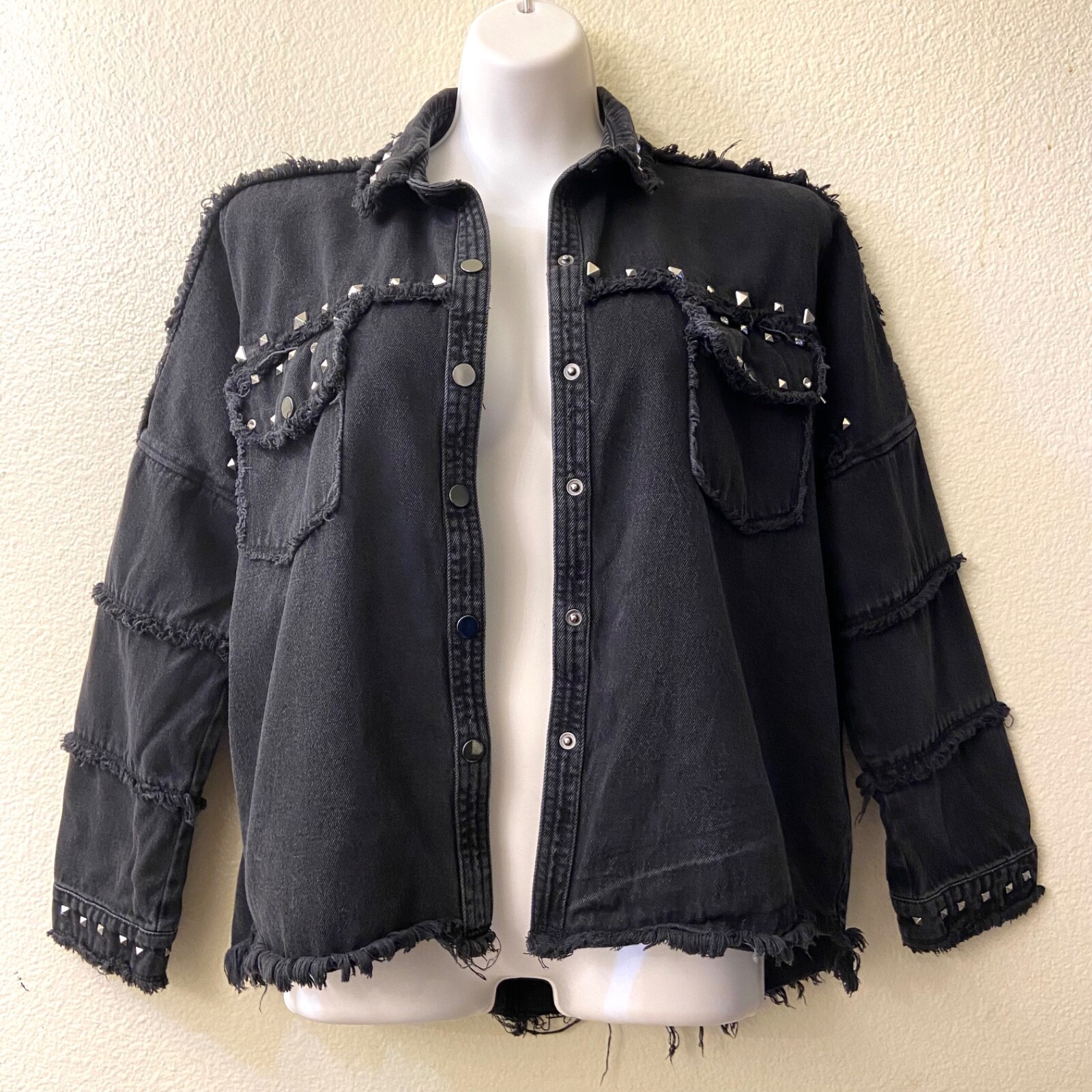 Zara Woman Shirt XS Jacket Black Washed Denim Shacket… - Gem