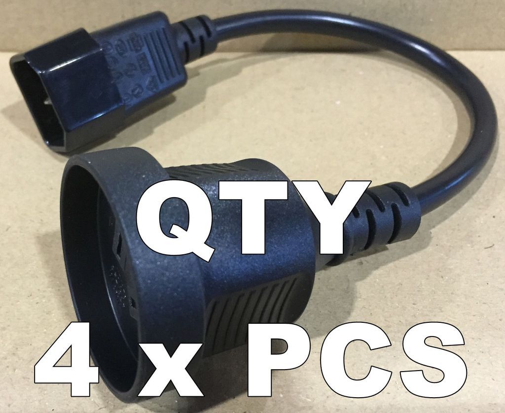 4 X 15cm UPS Power Adapter Lead 3 pin to IEC C14 Socket/Plug 10 Amp ...