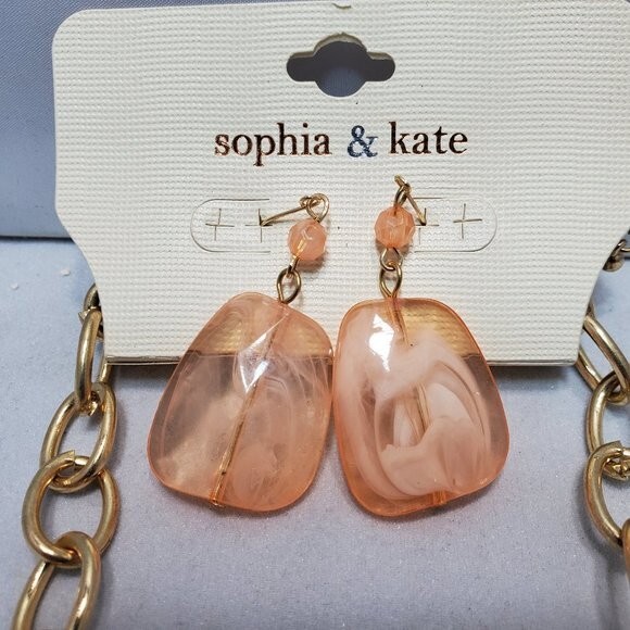 SOPHIA & KATE peach gold Necklace and earring set NWT | eBay