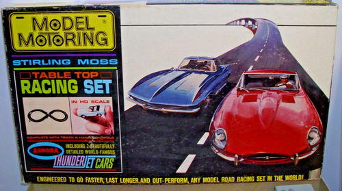 AURORA STIRLING MOSS TABLE TOP RACING SLOT CAR SET HO BOXED 1960s WITH ...