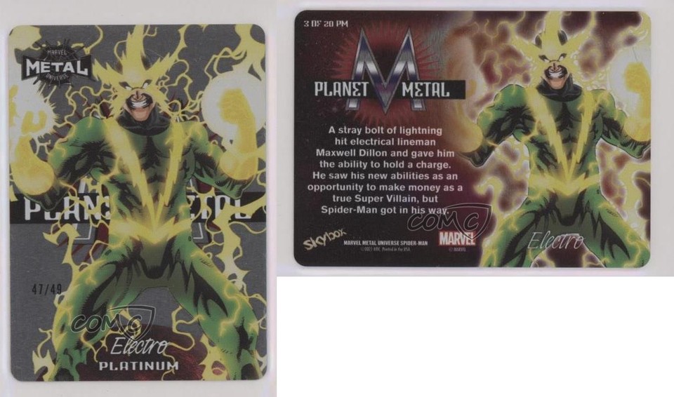 2022 Marvel Metal Universe Spider-Man Planet Platinum 47/49 Electro ...