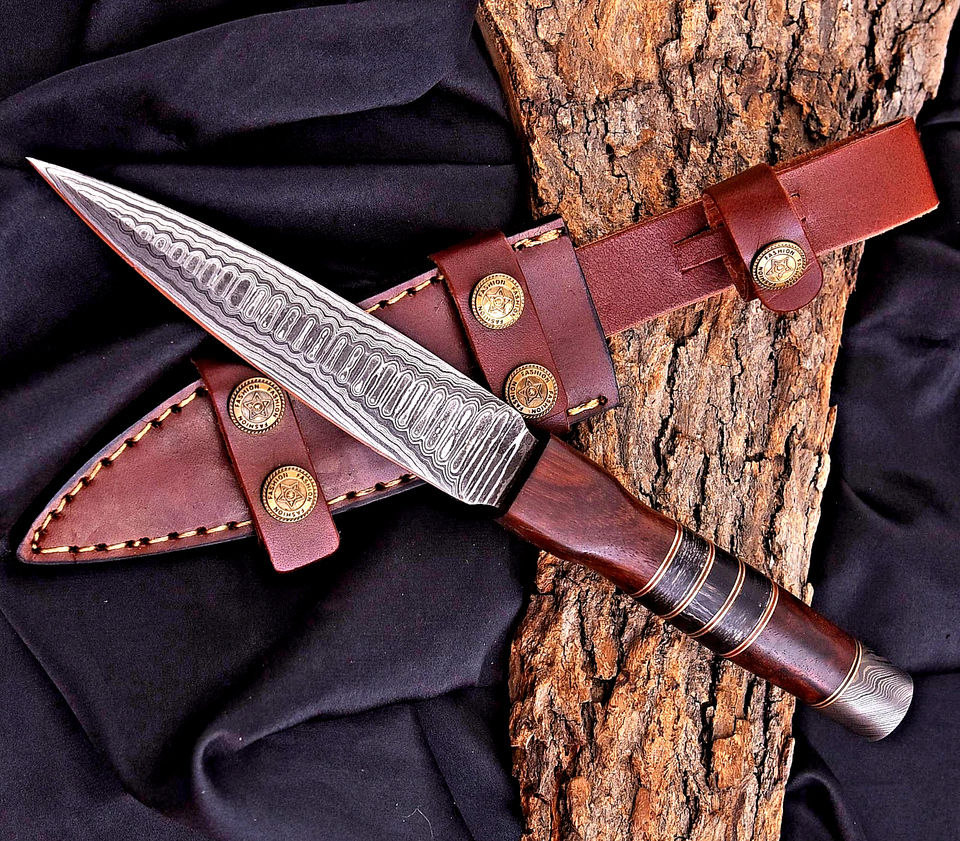 CUSTOM HAND MADE FORGED DAMASCUS STEEL BOOT KNIFE HUNTING DAGGER 2975 ...