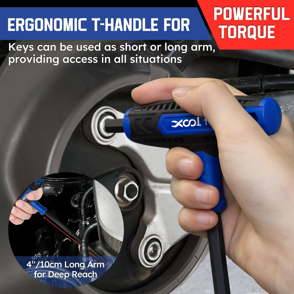 14PCS T Handle Allen Wrench Set, Metric & SAE Hex Key Set, Long Arm Hex ...