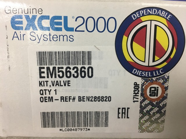 PP1 Valve Assembly Kit with Knob. Excel # EM56360 Ref. # Bendix 286820 ...