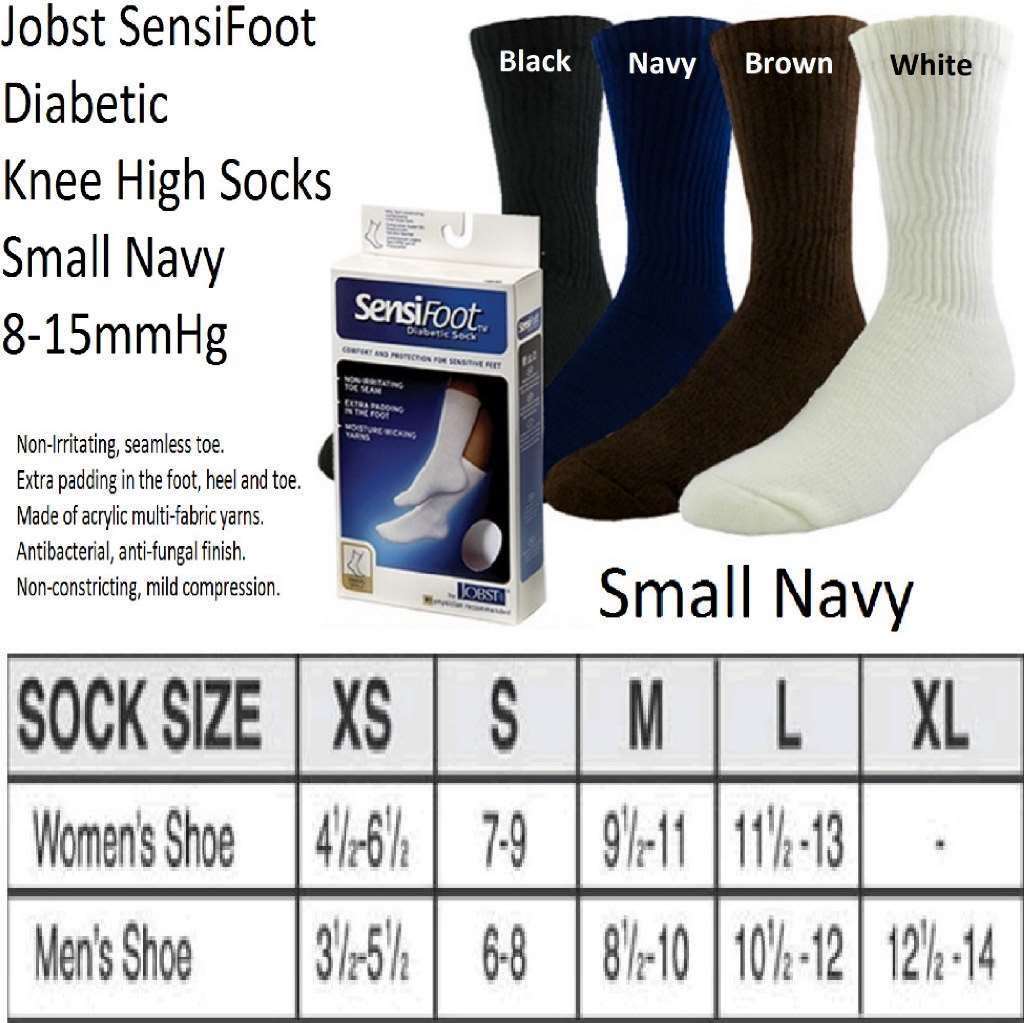 JOBST SensiFoot Diabetic Knee High Socks 8-15mmHg (Navy) Small | eBay