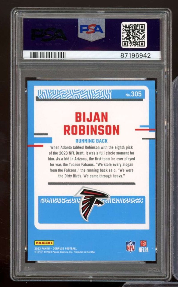 Bijan Robinson Rookie Card 2023 Donruss #305 PSA 9 | eBay