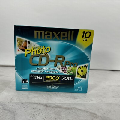 MAXELL 10 Pack Photo CD-R Pro Compact Disc 48x 2000 Digital Images ...