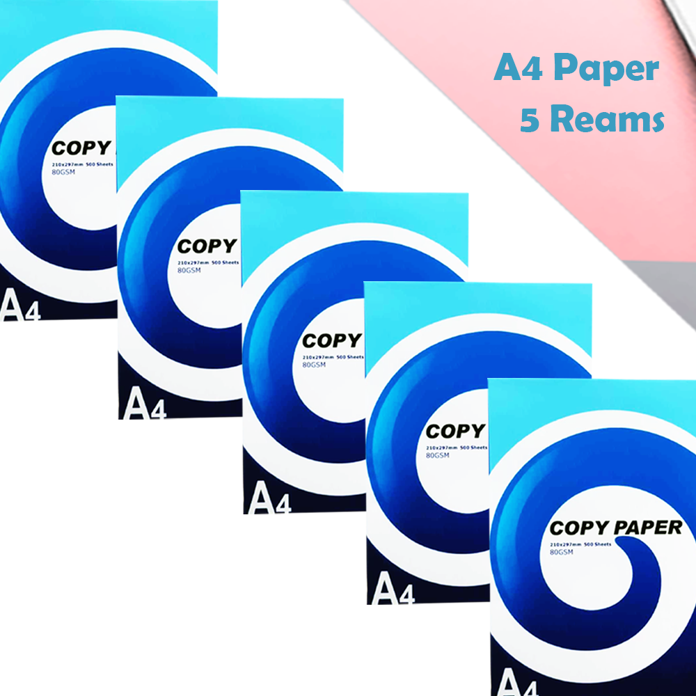 5 Reams A4 Paper White Printer Sheet Printer Paper 80GSM Printing Paper ...
