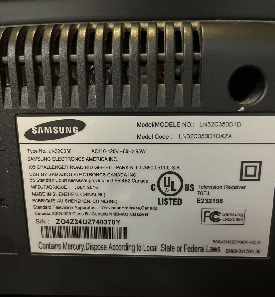 Samsung LN32C350D1D, 32” / 720p / 60Hz / LCD TV with remote without ...