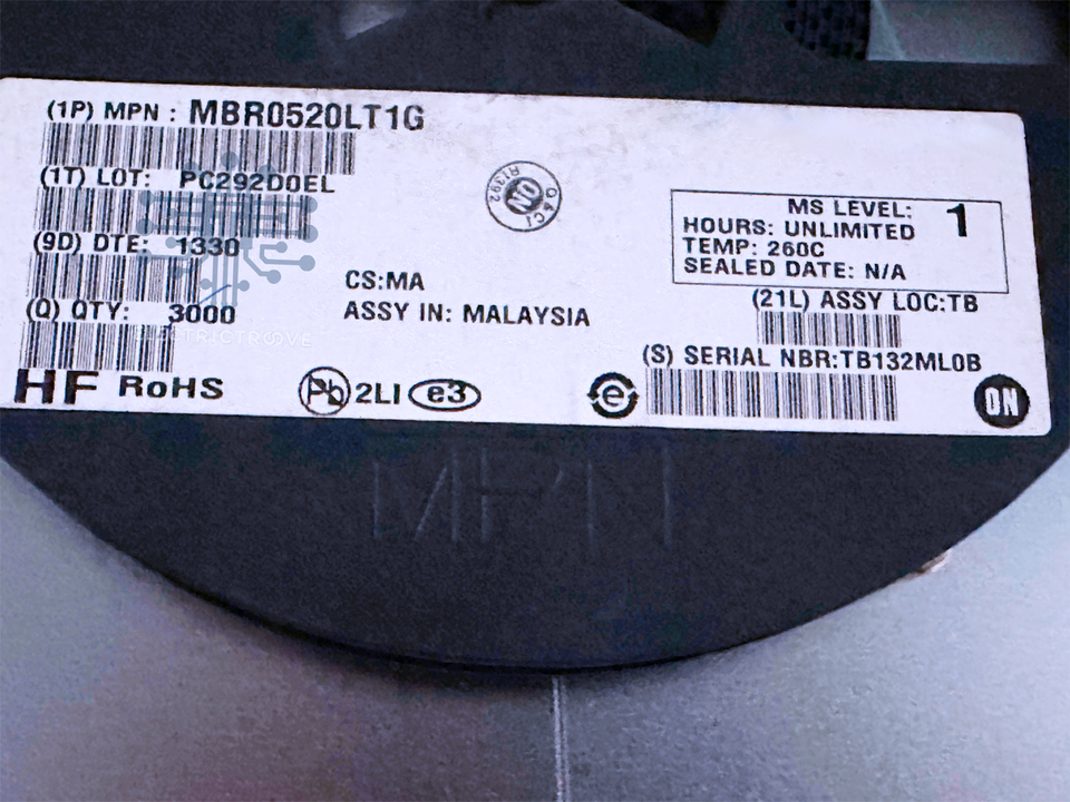 25Pcs MBR0520LT1G MBR0520 Onsemi SMD Schottky Diode 20V 0.5A SOD123 0 ...