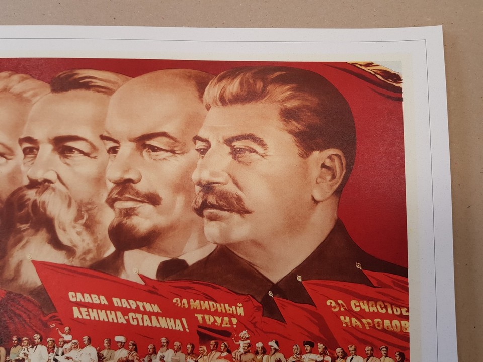 Soviet Russian WW2 Propaganda Poster Print LENIN, MARX, ENGELS, STALIN ...